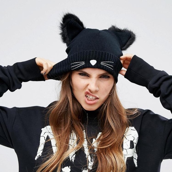 Unique Styles hat | Accessories | New Black Kitty Cat Kat Hat Beanie ...